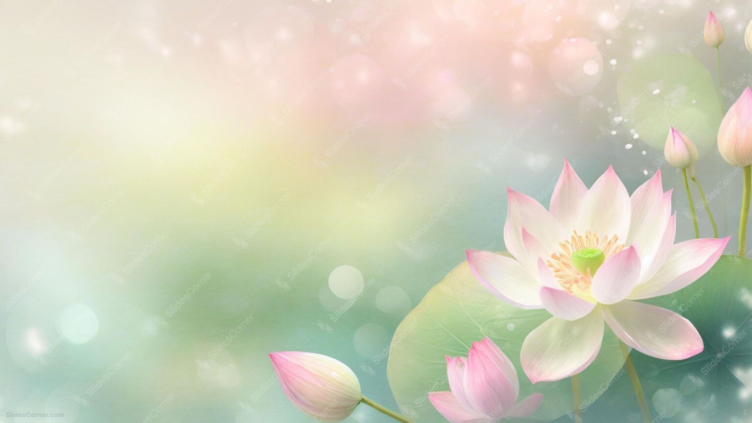 Powerpoint Background Spring Bokeh with Peonies Flowers - SlidesCorner