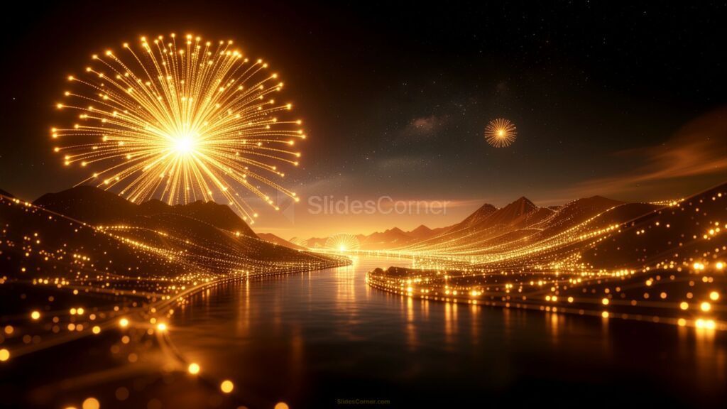 New Year's Background with Night Sky and Stunning Fireworks - SlidesCorner