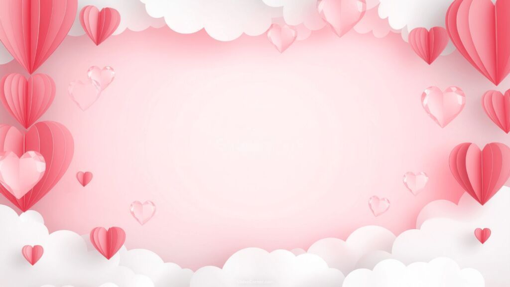 Valentine's Day Background for PPT with Crystal and Paper Hearts ...