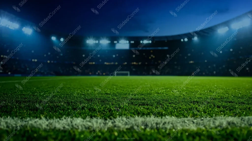 Stadium Background for PowerPoint with a Floodlit Goalmouth — SlidesCorner